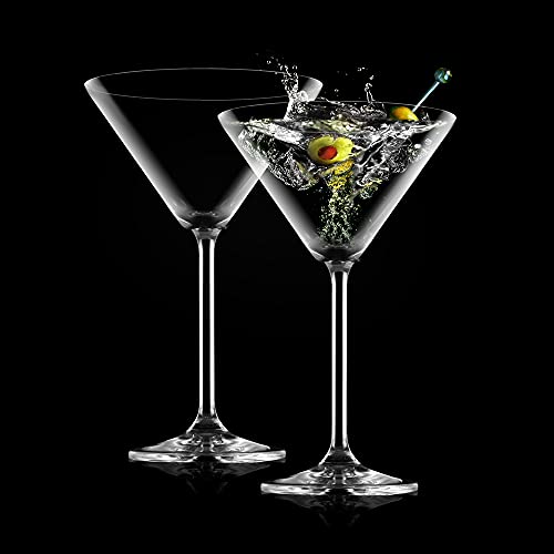JoyJolt Olivia Crystal Martini Glasses - Premium Glassware Set Made in Europe - 9.2 oz Tall Martini Glasses - Elegant Cocktail Glasses - Set of 2 Martini Glass for Drinks such as Martini or Manhattan