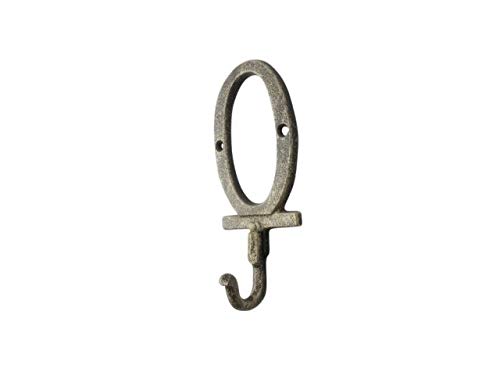 Handcrafted Nautical Decor Rustic Gold Cast Iron Letter O Alphabet Wall Hook 6"