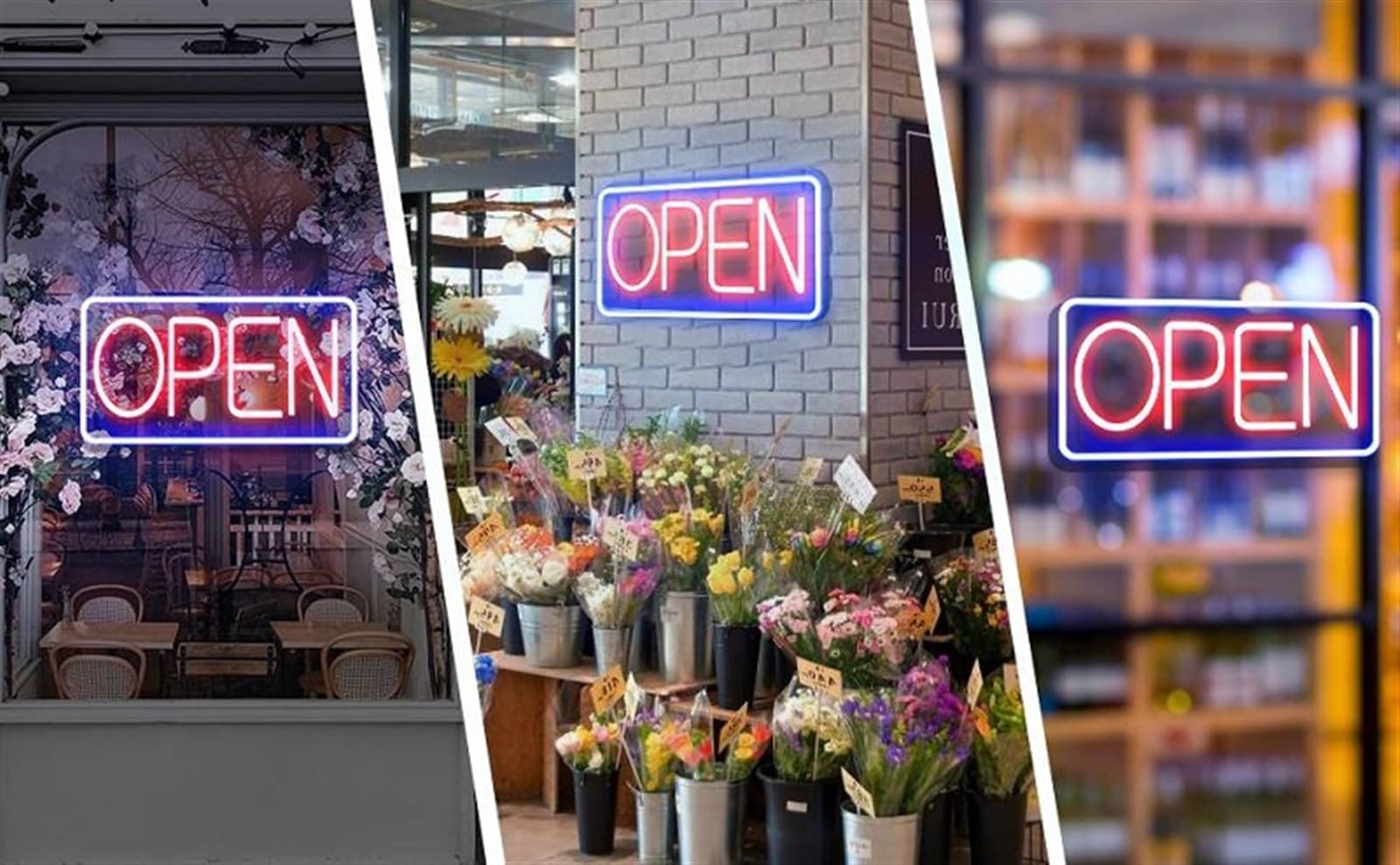 QCHIAN Open Neon Sign for Business, Adjustable Brightness LED Open Sign Powered by USB, High Visibility Open Neon Light up Sign for Stores, Salons, Cafes, Clubs, Hotels, Food Trucks Decor