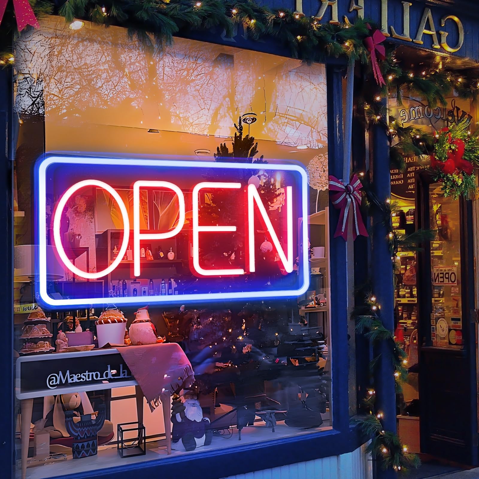 QCHIAN Open Neon Sign for Business, Adjustable Brightness LED Open Sign Powered by USB, High Visibility Open Neon Light up Sign for Stores, Salons, Cafes, Clubs, Hotels, Food Trucks Decor