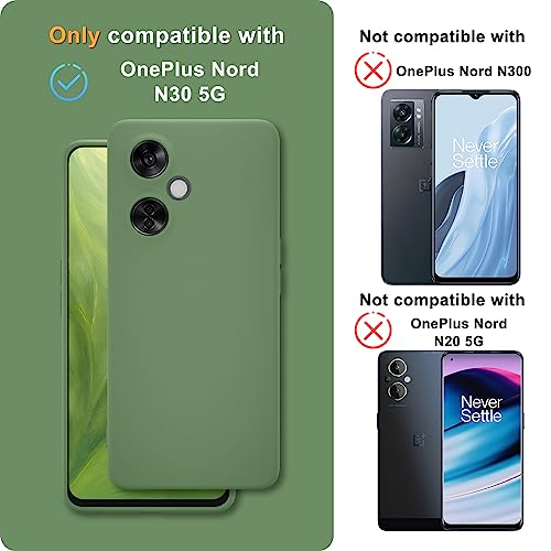 YENAPOON for OnePlus Nord N30 5G Case and 1 Pack Tempered Glass Screen Protector, Slim Liquid Silicone Shockproof Protective Case - Mint Green