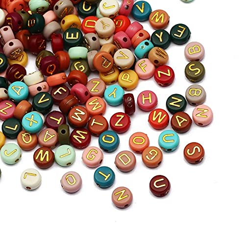 ToBeIT 1000pcs Letter Beads Acrylic Bead Alphabet Letter "A-Z" Round Beads for Jewelry Making, Bracelets, Necklaces, Key Chains(Gold)