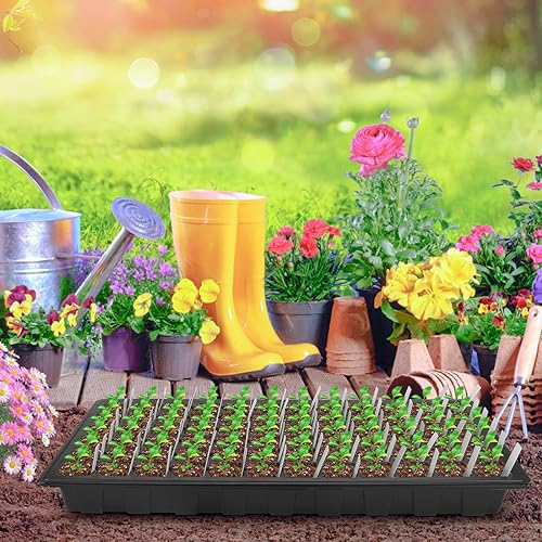 DUALCROWN-5 Pack Plant Seedling Trays kit,1020 Plant Germination Trays with 360pcs Seedling Puller Reusable. Gardening Seed Germination+Seed Starter Planting for Indoor Plant Germination.