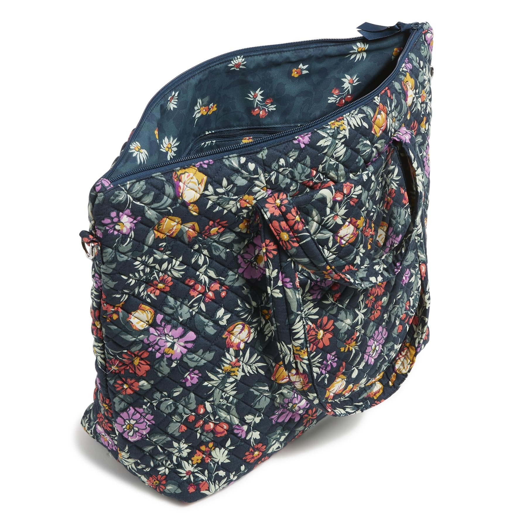 Vera Bradley Cotton Slouchy Tote Bag, Fresh-Cut Floral Green