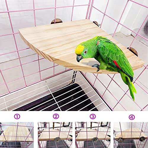 KYHSOM 2 Pack Bird Perch Platform, Wood Perch Bird Platform Parrot Stand Playground Cage Accessories for Small Animals Parrot Parakeet Conure Cockatiel Budgie Gerbil Rat Mouse Chinchilla