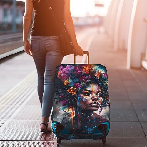 Dudietry Suitcase protector cover tsa approved luggage cover for Suitcase Washable Suitcase Protector Anti-scratch Suitcase cover Large African American Black Girl
