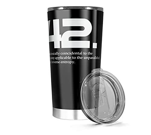 Stainless Steel Insulated Tumbler 20oz 30oz The Hot Meaning Coffee Of Tea Life Iced Is Cold 42 Wine - Hitchhikers Guide To The Galaxy Cup Mug Suit For Home Office Travel, White, 20, 30oz