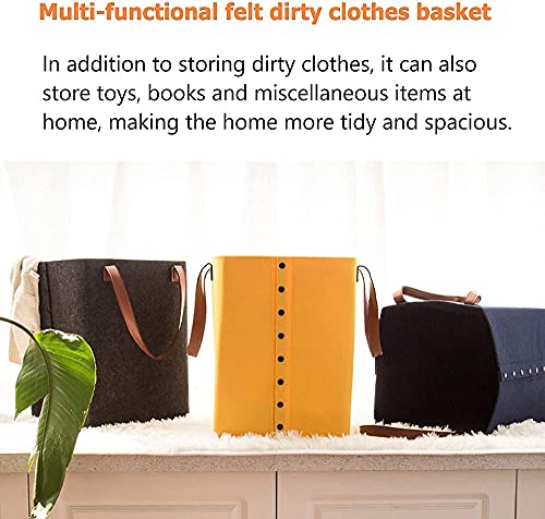 RuiYBuTi Laundry Basket, Storage Bins Laundry Hamper Bag with Handle for Bedroom Laundry Room, Collapsible Felt Toy Storage Organizer Room Decor, Yellow