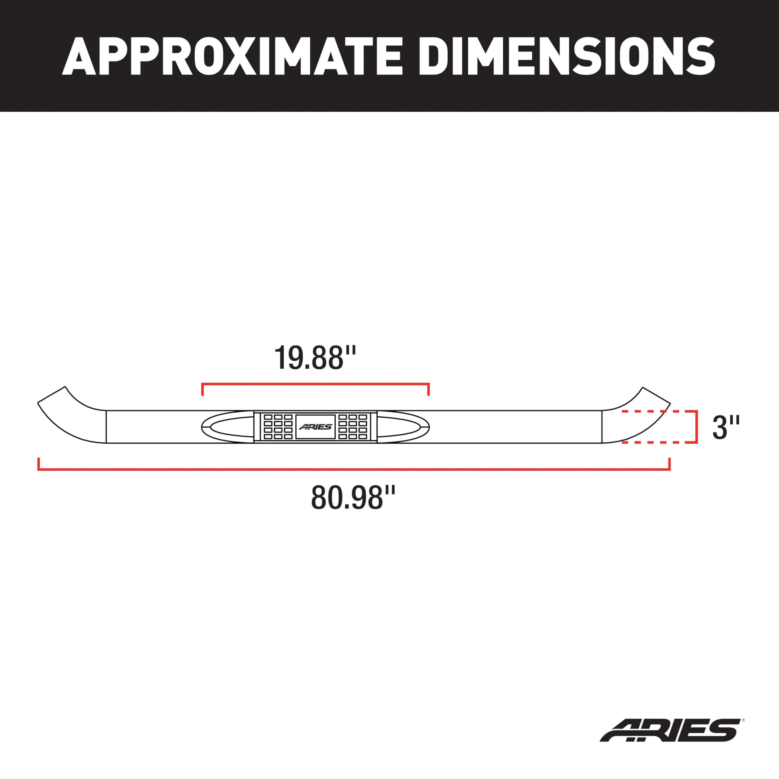 ARIES 204041-2 3-Inch Round Polished Stainless Steel Nerf Bars, No-Drill, Select Chevrolet, GMC C2500, C3500, K2500, K3500