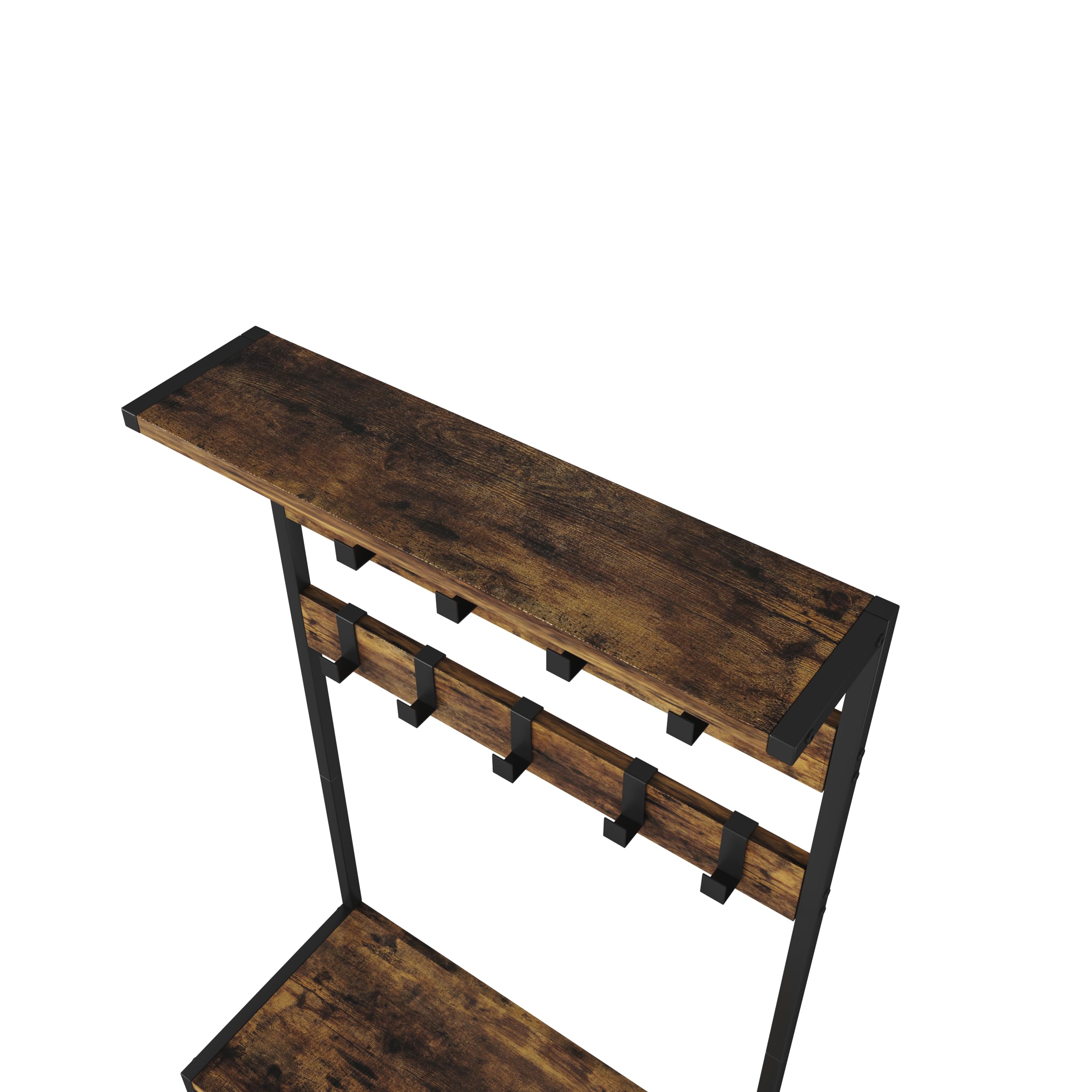HOMEFORT Coat Rack with Shoe Storage, 5-Tier Shoe and Coat Rack with 9 Clothes Hooks, Freestanding Hall Tree Organizer for Entryway, Bedroom, Rustic Brown