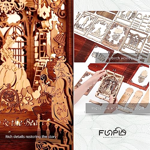 FUNPOLA Beauty and The Beast 3D Puzzle Nightlight – LED 3D Puzzle Gifts – 3D Wood Puzzles Storybook Nightlight Home Décor for Kids and Adults