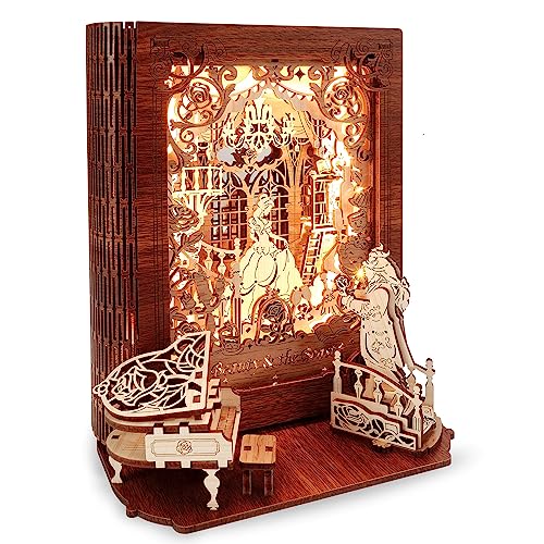 FUNPOLA Beauty and The Beast 3D Puzzle Nightlight ā LED 3D Puzzle Gifts ā 3D Wood Puzzles Storybook Nightlight Home DĆ©cor for Kids and Adults