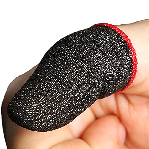 COOBILE Phone Gaming Finger Sleeves (6 Pack) Silver Fiber More Sensitive Anti-Sweat Breathable ,for League of Legend, Rules of Survival,PUBG (Black)