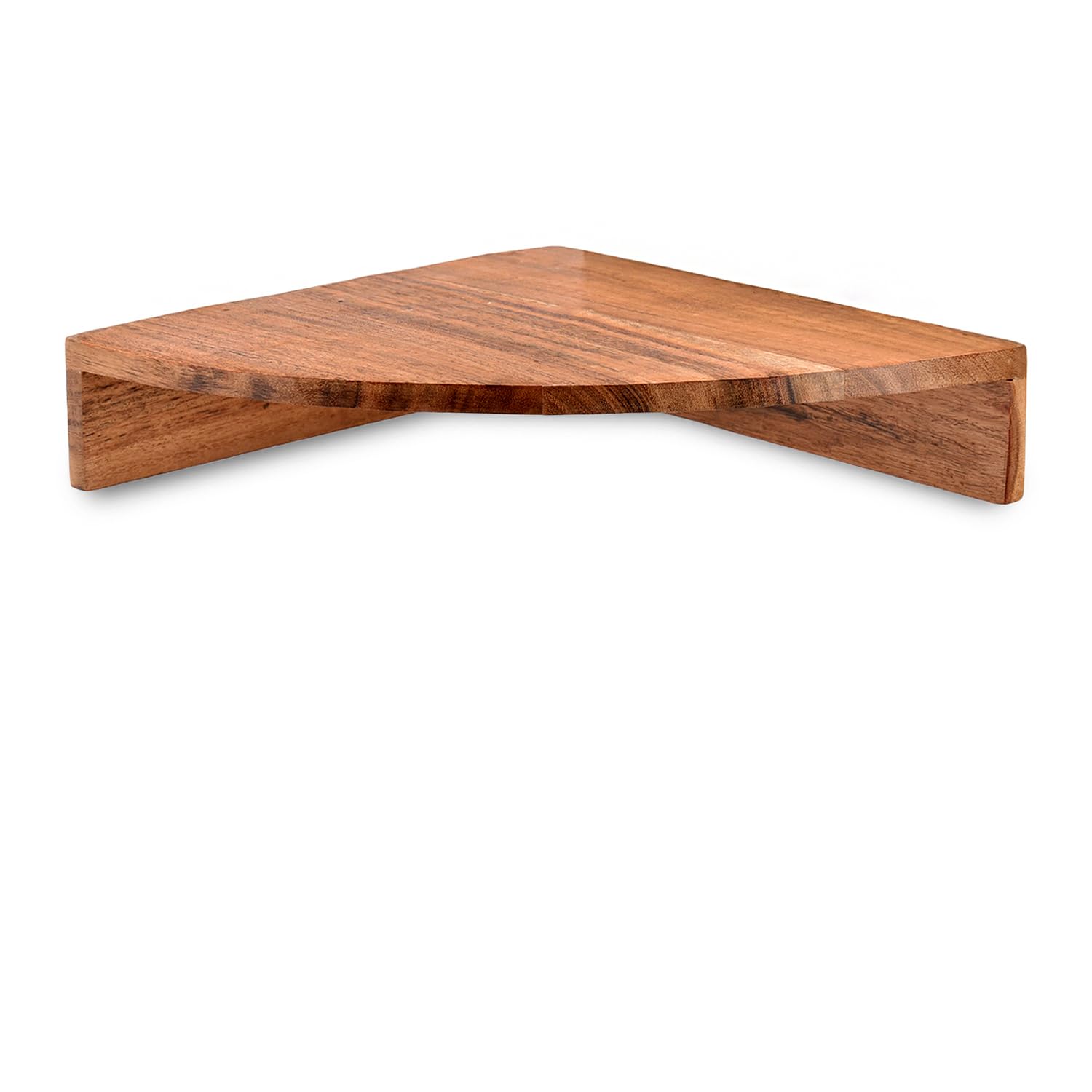 NIRMAN Acacia Wood Floating Corner Shelf Wall Mount for Bedroom Living Room Bathroom Kitchen Set of 2