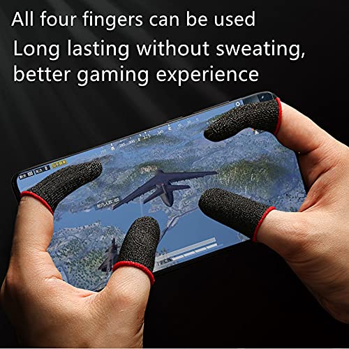 COOBILE Phone Gaming Finger Sleeves (6 Pack) Silver Fiber More Sensitive Anti-Sweat Breathable ,for League of Legend, Rules of Survival,PUBG (Black)