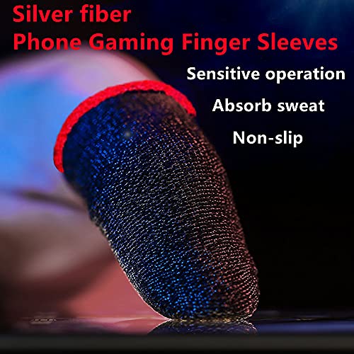 COOBILE Phone Gaming Finger Sleeves (6 Pack) Silver Fiber More Sensitive Anti-Sweat Breathable ,for League of Legend, Rules of Survival,PUBG (Black)