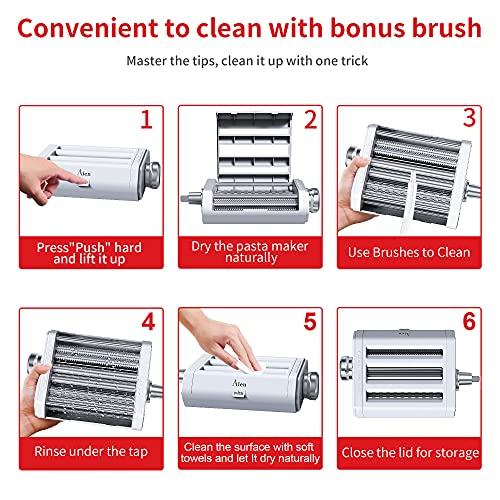 Pasta Maker Attachment for Kitchen Aid Stand Mixer, 3 IN 1 Fettuccine Spaghetti Noodle Cutter and Pasta Roller Set with Cleaning Brush (White)