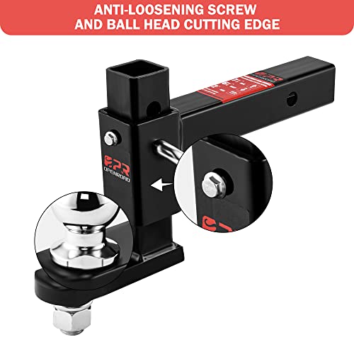 OPENROAD Adjustable Trailer Hitch Ball Mount Fits 2-Inch Receiver, 2ββ Ball 6000LBS, 6 1/4" Drop/ 7 1/2" Rise Drop Hitch, Tow Hitch for Heavy Duty Truck with Stainless Steel Pins