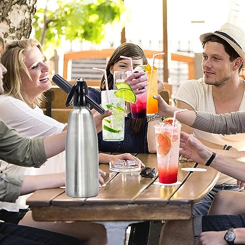 Soda Siphon 1L Sparkling Water Maker,Aluminum Portable Seltzer Water Maker Carbonated Water Machine,Siphon Bottle Kit for Home Bar Juice,Tea and Cocktail Drinks Uses 8g C02 cartridges (Not Included)