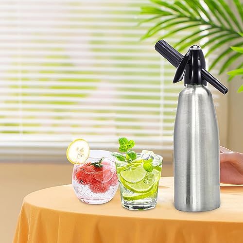 Soda Siphon 1L Sparkling Water Maker,Aluminum Portable Seltzer Water Maker Carbonated Water Machine,Siphon Bottle Kit for Home Bar Juice,Tea and Cocktail Drinks Uses 8g C02 cartridges (Not Included)