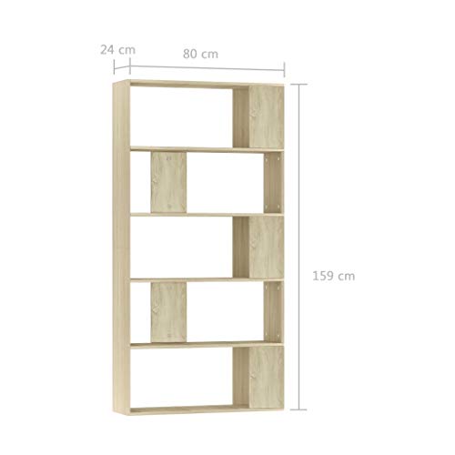 YITHOPI Bookshelf Storage Shelves Featuring a Sleek Multifunctional Plant Flower Stand Storage Rack Shelves Bookcase for Home Office Book Cabinet/Room Divider Sonoma Oak 31.5"x9.4"x62.6" Chipboard