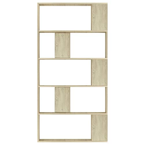 YITHOPI Bookshelf Storage Shelves Featuring a Sleek Multifunctional Plant Flower Stand Storage Rack Shelves Bookcase for Home Office Book Cabinet/Room Divider Sonoma Oak 31.5"x9.4"x62.6" Chipboard