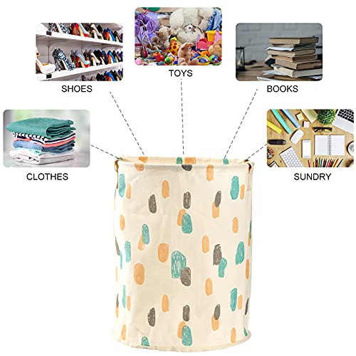 Collapsable Canvas Fabric Laundry Baskets,Clothes Hamper for Kids Bedrooms,Dirty Laundry Basket with Easy Carry Handles for Clothes Toys Collection,17.3(H)X13.8(D)