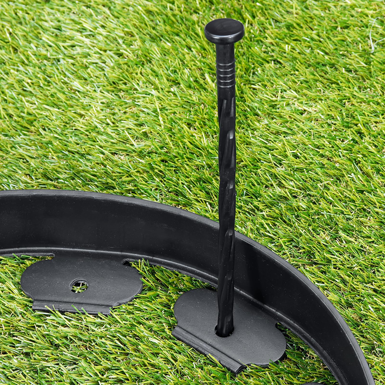 Garaook Landscape Edging Stakes, 100 Pcs 8" Plastic Garden Spikes, Spiral Nylon Anchoring Spikes for Paver Edging, Weed Barriers, Artificial Turf, Tent, Grass Pathway and More, Black