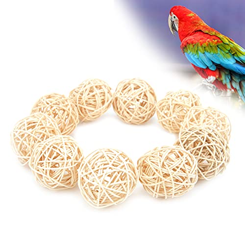 Hztyyier 10Pcs Rattan Balls, Natural Parrot Parakeet Chewing Toys Rattan Balls for Parakeet Budgie Cockatoo Hanging DIY Crafts