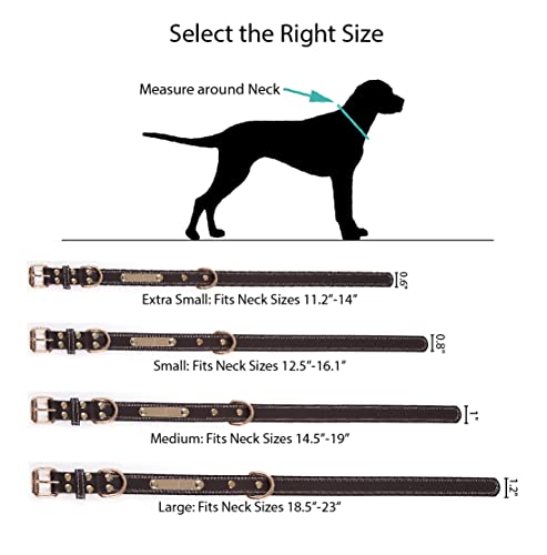 Personalized Dog Collar - Engraved Vegan Soft Leather - Custom Small Medium or Large Size with Name Plate (Large, Brown)