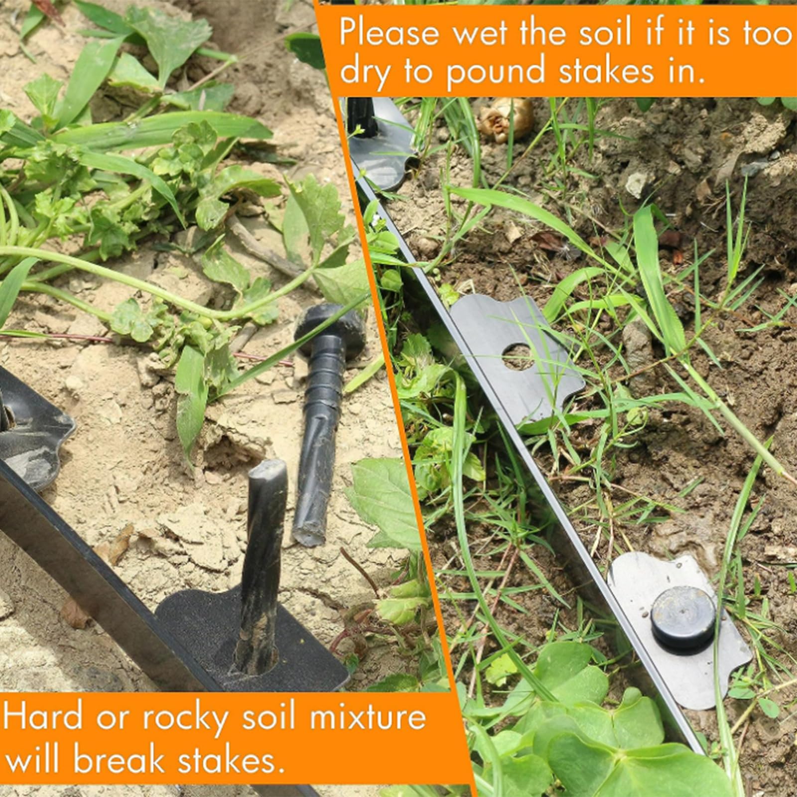 Garaook Landscape Edging Stakes, 100 Pcs 8" Plastic Garden Spikes, Spiral Nylon Anchoring Spikes for Paver Edging, Weed Barriers, Artificial Turf, Tent, Grass Pathway and More, Black