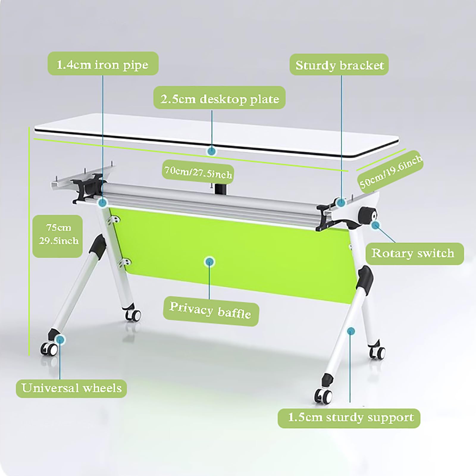 HM&DX Training Table Folding Desk,Conference Tables Meeting Tables,28'' Compact Desk for Small Spaces,Mobile Laptop Desk,Commercial Office Desk with Wheels,Compact Work Workstation for Home Office