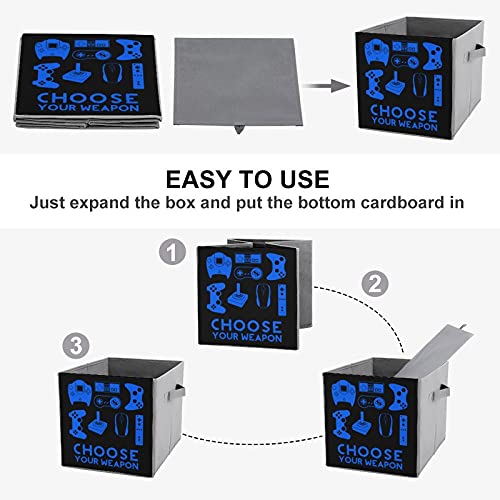 Nudquio Choose Your Weapon Gamer Folding Storage Bins High Capacity Basics Collapsible Fabric Storage Cubes Organizer with Handles One Size, White-style1
