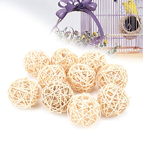 Hztyyier 10Pcs Rattan Balls, Natural Parrot Parakeet Chewing Toys Rattan Balls for Parakeet Budgie Cockatoo Hanging DIY Crafts