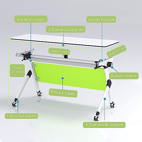 HM&DX Training Table Folding Desk,Conference Tables Meeting Tables,28'' Compact Desk for Small Spaces,Mobile Laptop Desk,Commercial Office Desk with Wheels,Compact Work Workstation for Home Office