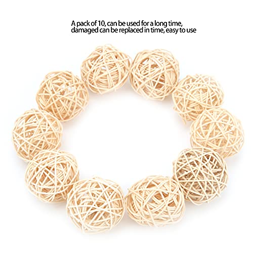 Hztyyier 10Pcs Rattan Balls, Natural Parrot Parakeet Chewing Toys Rattan Balls for Parakeet Budgie Cockatoo Hanging DIY Crafts