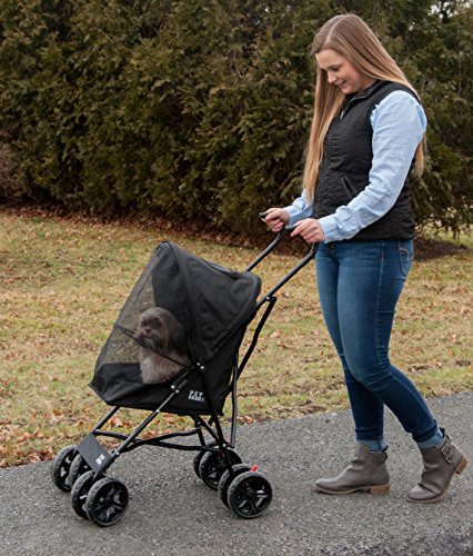 Pet Gear Travel Lite Plus Stroller, Compact, Easy Fold, No Assembly Required, Large Wheels for Cats and Dogs up to 15 pounds, 3 Colors