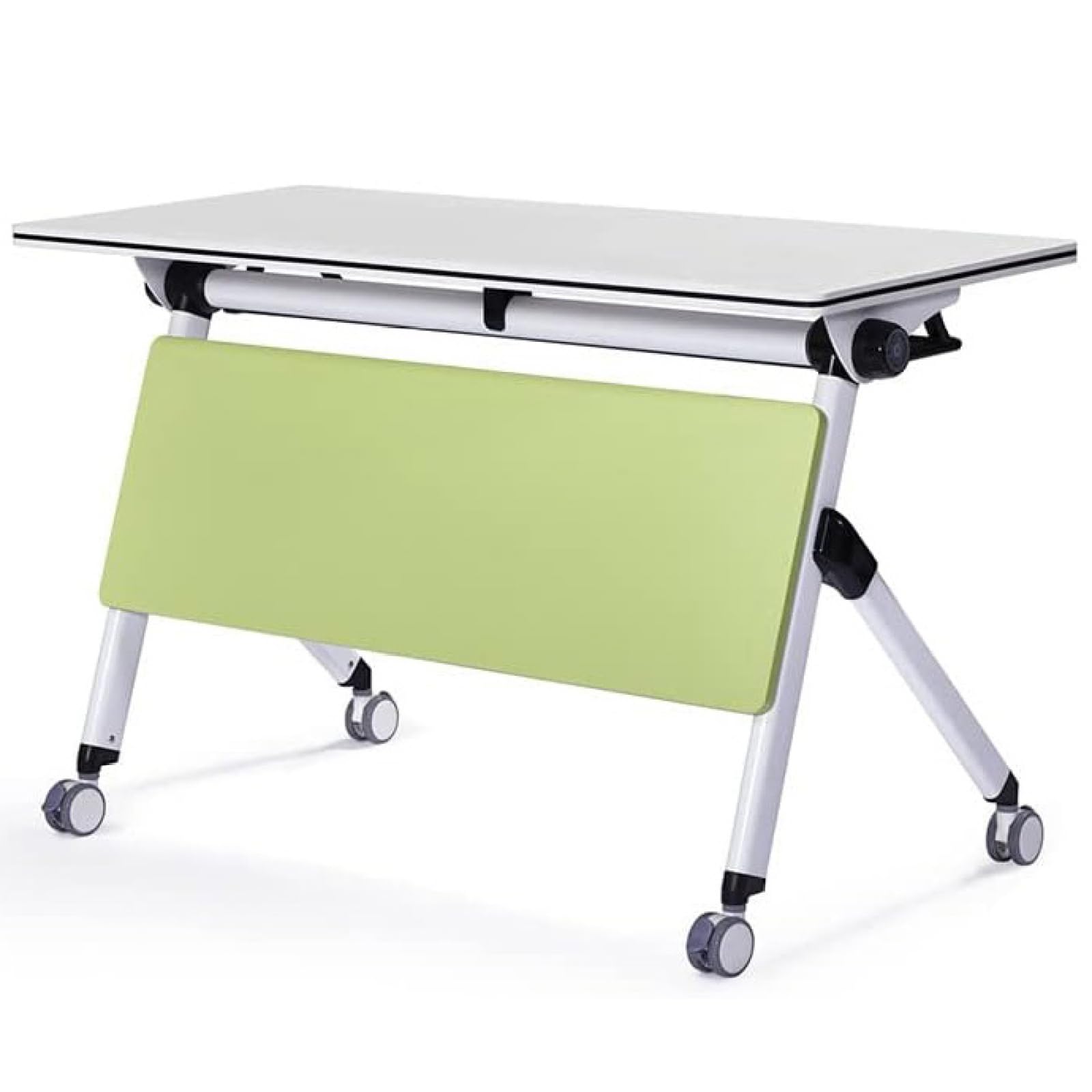 HM&DX Training Table Folding Desk,Conference Tables Meeting Tables,28'' Compact Desk for Small Spaces,Mobile Laptop Desk,Commercial Office Desk with Wheels,Compact Work Workstation for Home Office