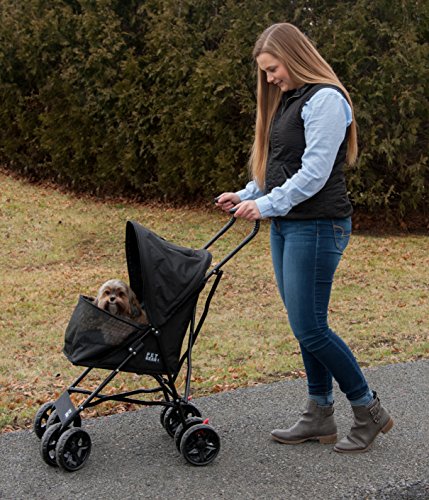 Pet Gear Travel Lite Plus Stroller, Compact, Easy Fold, No Assembly Required, Large Wheels for Cats and Dogs up to 15 pounds, 3 Colors