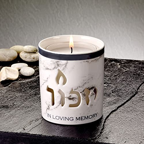 Rite Lite White Marble Ceramic Yizkor Luminaria 3" H