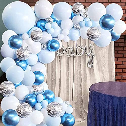 Metallic Chrom Blue Party Balloons 50 PCS 5 Inches Latex Balloons for Birthday arty (Blue)
