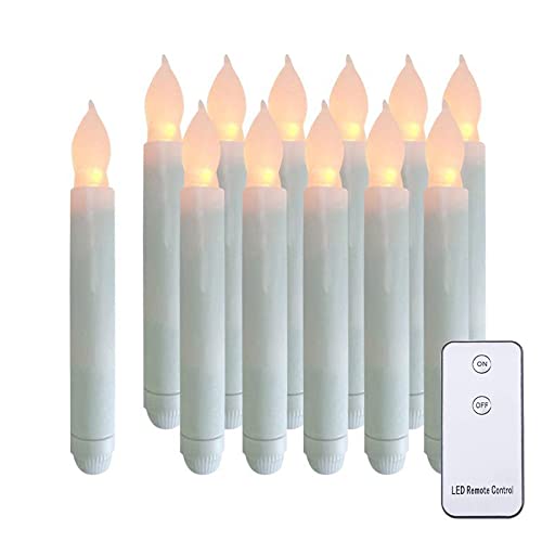 Warm White Taper Candles Battery Operated with Remote Control, 12pcs Short Led Candle Lights for Thanksgiving Day, Christmas Party, Fireplace Mantle, Wall Sconces, Halloween Decoration
