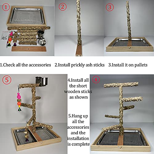 Tfwadmx Bird Perch Natural Wood Stand Toy Parrot Play Stand Platform Bird Cage Branch Perch Accessories for Parakeets Canaries Cockatiels Conure Lovebirds