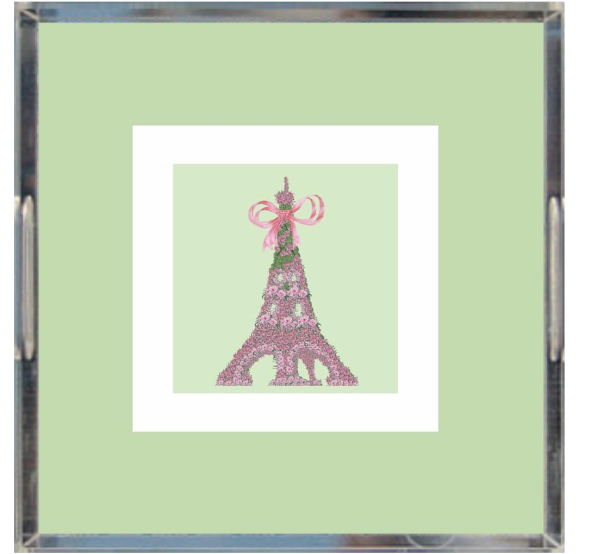 Acrylic Serving Tray ; Green Eiffel Tower Acrylic Serving Tray ; Paris Acrylic Vanity Tray ; Decorative Trays for the Kithen and Bathroom