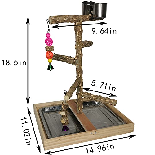 Tfwadmx Bird Perch Natural Wood Stand Toy Parrot Play Stand Platform Bird Cage Branch Perch Accessories for Parakeets Canaries Cockatiels Conure Lovebirds