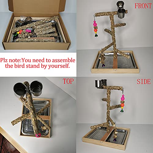 Tfwadmx Bird Perch Natural Wood Stand Toy Parrot Play Stand Platform Bird Cage Branch Perch Accessories for Parakeets Canaries Cockatiels Conure Lovebirds