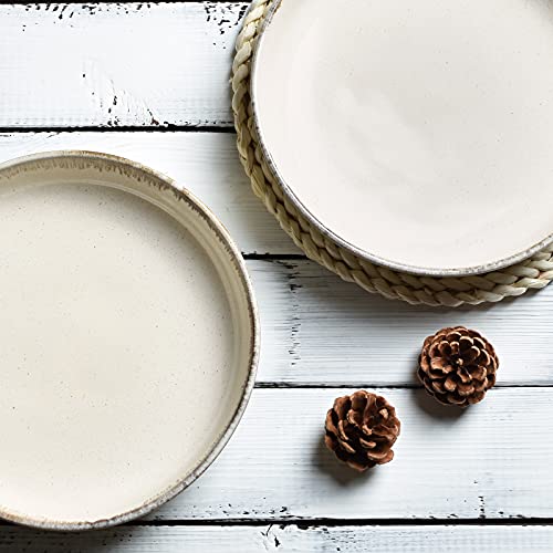 Bosmarlin Stoneware Large Pasta Bowls, 40 Oz, Set of 4, Big Salad Bowls, Microwave and Dishwasher Safe (Barely beige, 9.3 in)