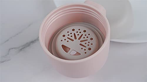 DEDEYA Samily 16oz/473ml Stainless Steel Vacuum Insulated Glass Bottle featured with an easy open flip-top cap, with glass liner inside. keep beverage hot or cold for hours.(Pink Lid )