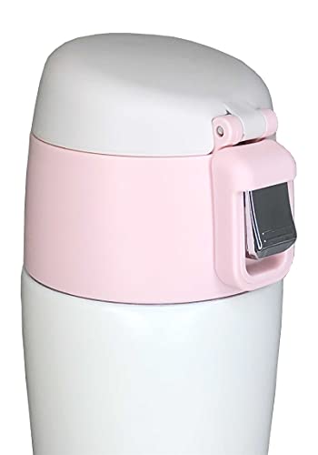 DEDEYA Samily 16oz/473ml Stainless Steel Vacuum Insulated Glass Bottle featured with an easy open flip-top cap, with glass liner inside. keep beverage hot or cold for hours.(Pink Lid )