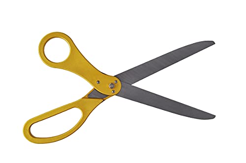 Golden Openings 25 Inch 2 Foot Giant Grand Opening Ceremonial Ribbon Cutting Real Big Scissors Gold Handle Silver Blade